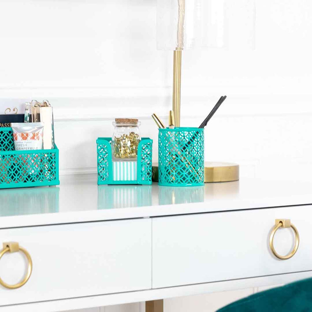 Riviera 6 Piece Dark Teal Desk Organizer Set | Blu Monaco