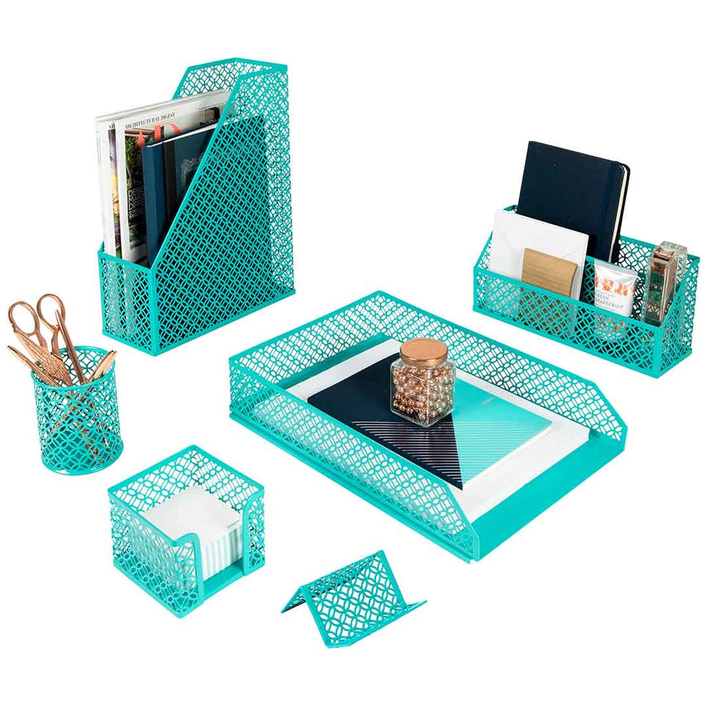 Riviera 6 Piece Dark Teal Desk Organizer Set | Blu Monaco