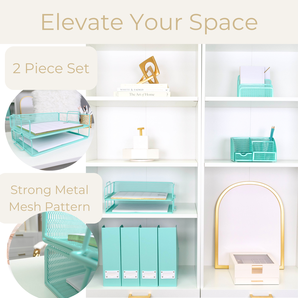 Fontveille Aqua Mesh Paper Tray - Set of 2 - Stylish Mesh Document & L ...