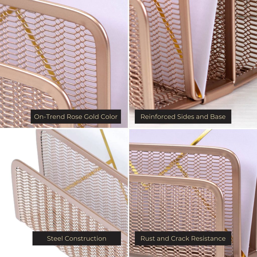 Rose Gold Metal Mesh Letter Sorter | Blu Monaco