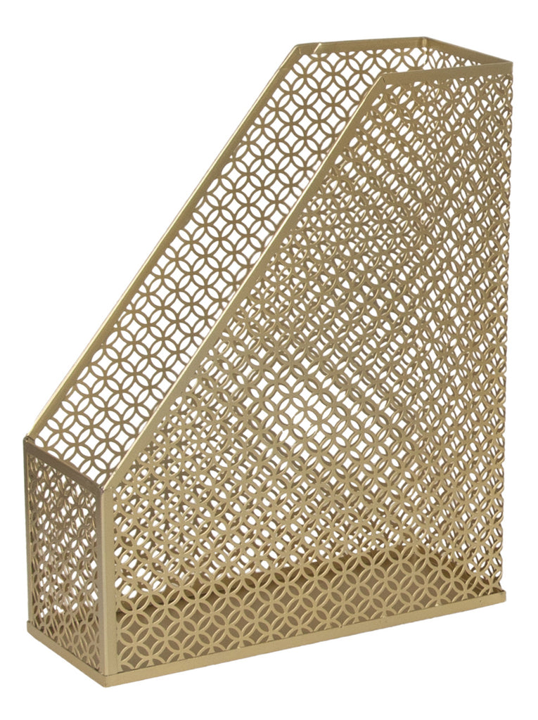 BLU MONACO Gold Magazine Holder - Metal Magazine File Box - Gold Desk ...