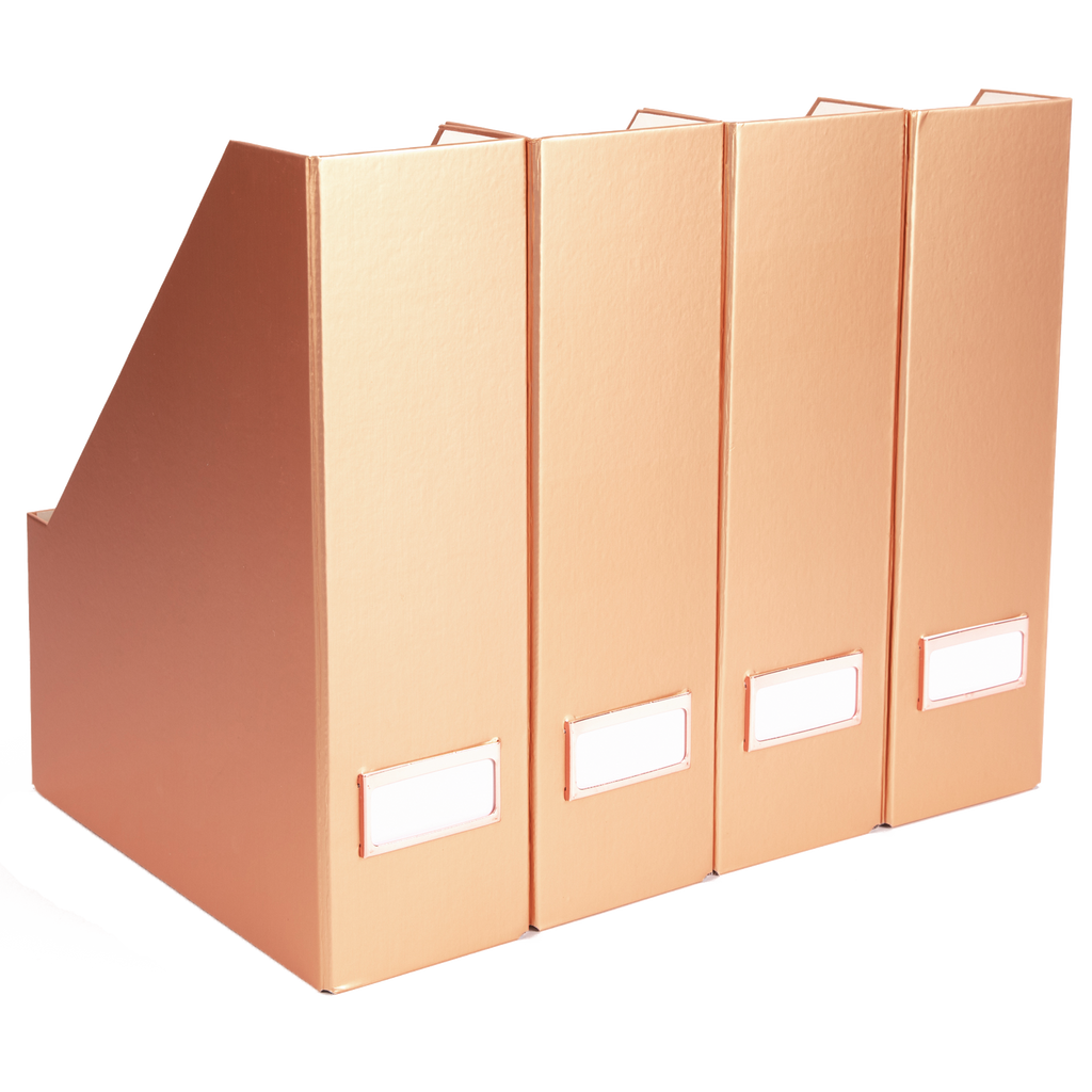Foldable Magazine File Holder - Set of 4 - Rose Gold | Blu Monaco
