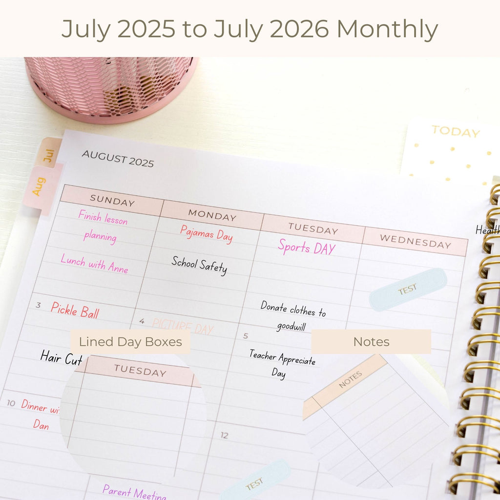 Blu Monaco Teacher Planner 2025-2026 Academic Year - Pastel Stripes, 8 ...