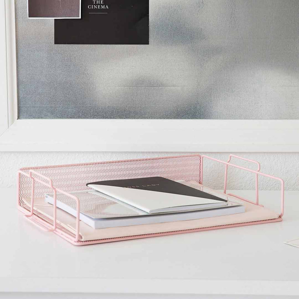 Fontvieille Stackable Pink Paper Tray - Set of 2 - Letter Size | Blu Monaco