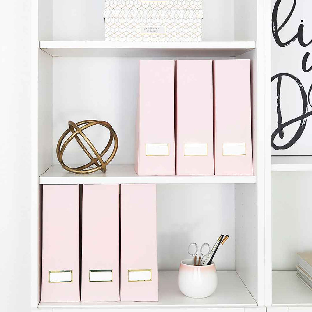 Foldable Magazine File Holder with Gold Label Holder - Set of 6 - Pink ...