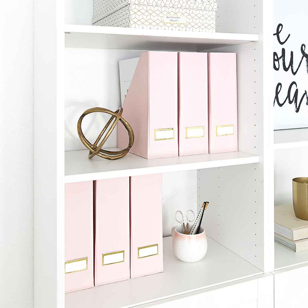 Foldable Magazine File Holder with Gold Label Holder - Set of 6 - Pink ...