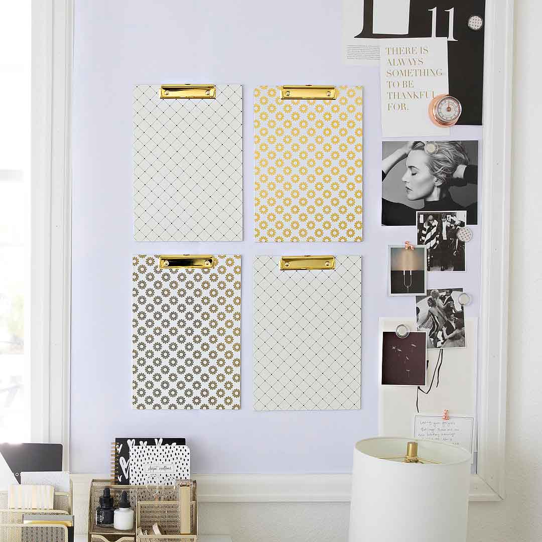 Set of 4 Decorative Clipboards with Light Cream Patterns | Blu Monaco